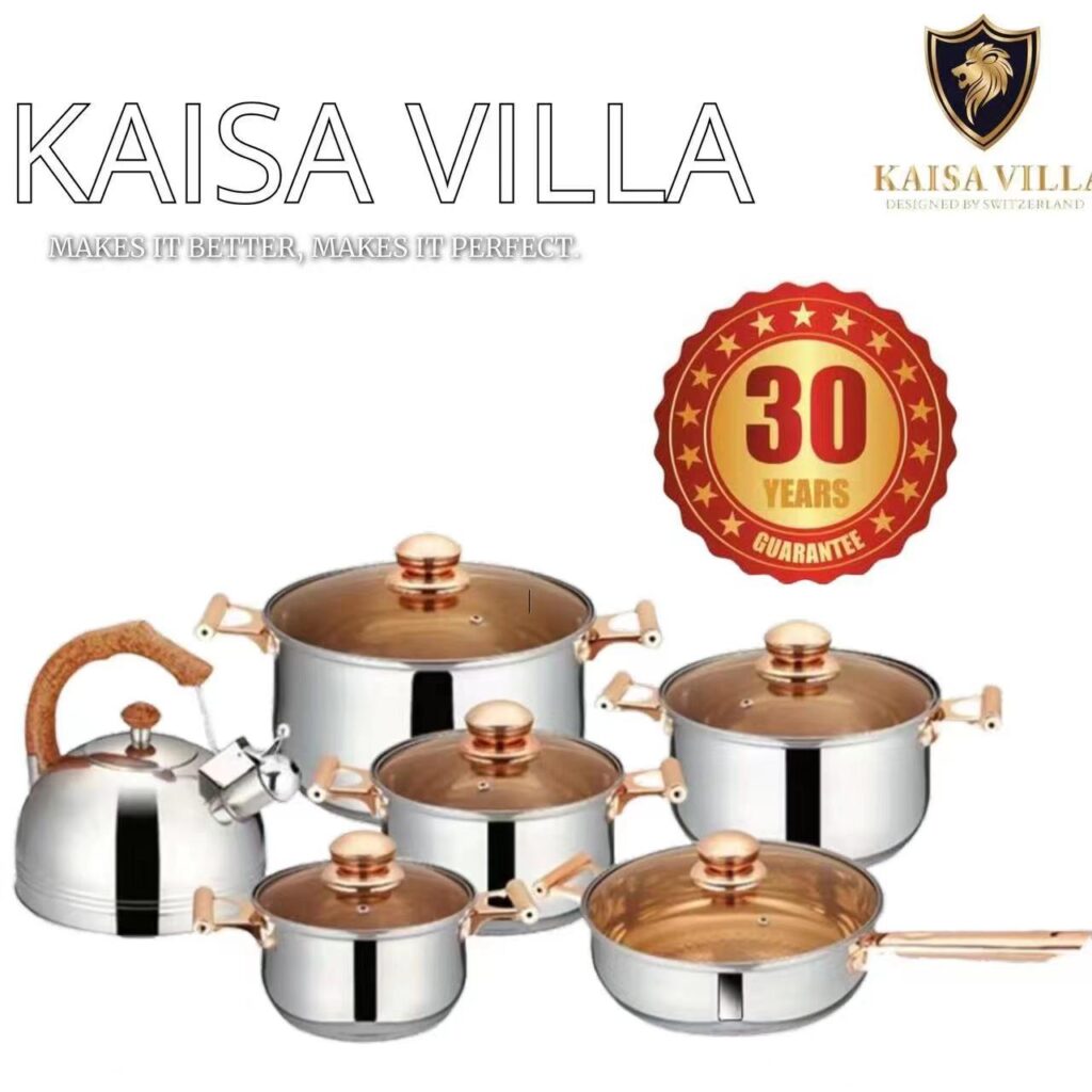 Kaisa Villa cookware set stainless steel cooking set casserole set soup pot nonstick frying pan ...
